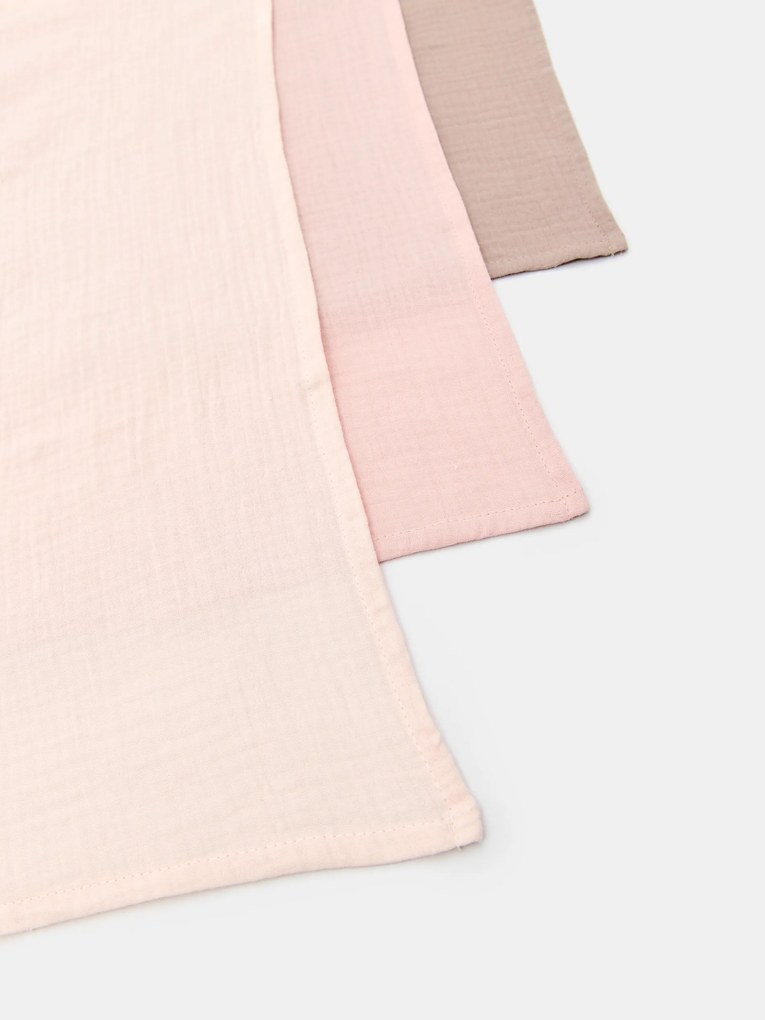 Sinsay - Sada mušelínových plen 3 pack - pastelová růžová