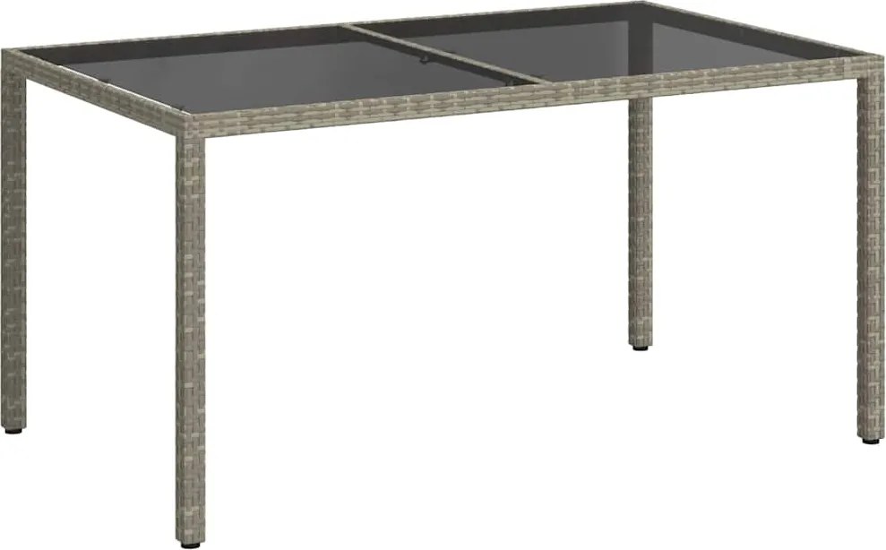Zahradní stůl 150 x 90 x 75 cm tvrzené sklo a polyratan šedý 316708