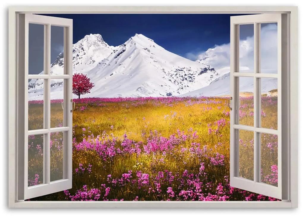 Obraz na plátně Pohled z okna Květná hora Laka - 60x40 cm