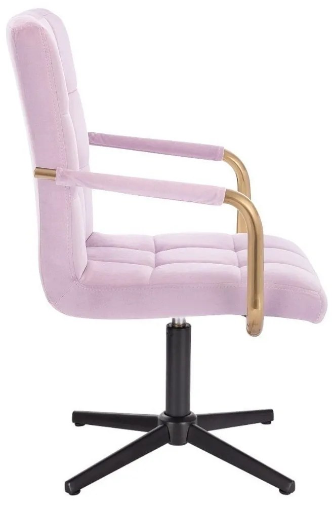 LuxuryForm DESIGN Otočná židle VERONA GOLD VELUR na černém kříži - levandule