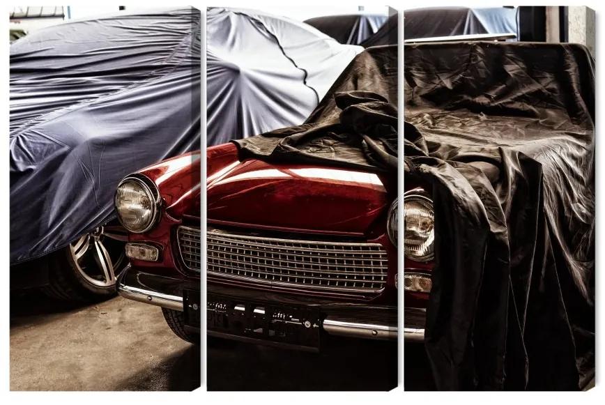 Vícedílný obraz Italské Retro Auto Potažené Látkou Nedostatek Nedostatek Plátno Canvas 120x80