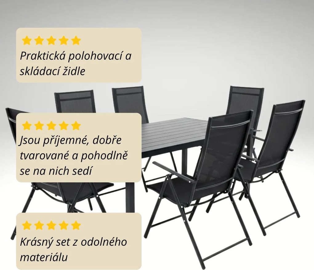 Vikio Zahradní set 150x90 pro 6 osob V136 černá