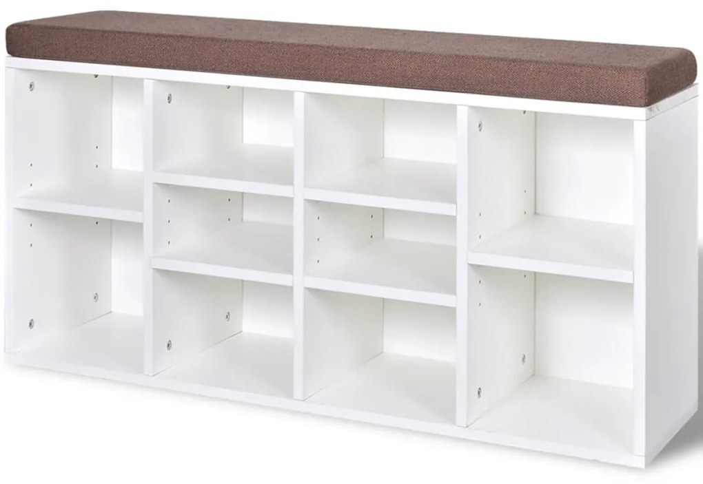 Lavice na boty 10 přihrádek bílá 242554