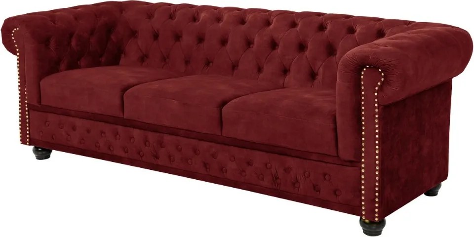 Designová trojsedačka Chesterfield 205 cm červený samet