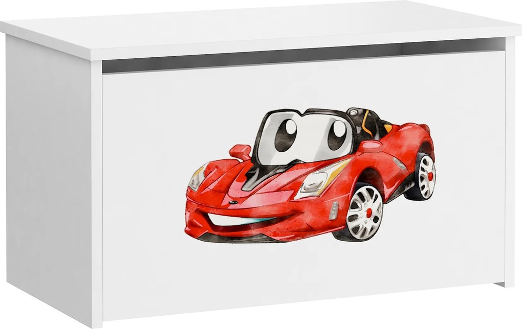 ADRK Furniture Truhla na hračky DARIA TB-Dar-W-RED-CAR-n-O038