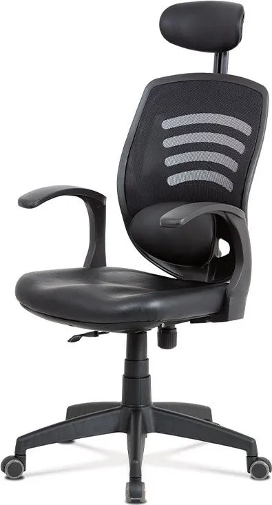Autronic Kancelářská židle, permanent kontakt mech., černá koženka, plastový kříž KA-D706 BK