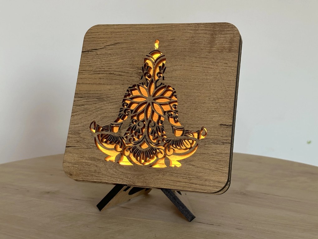 Li-Go "Buddha s mandalou" lampa 19x19 cm provedení povrchu: dub světlý