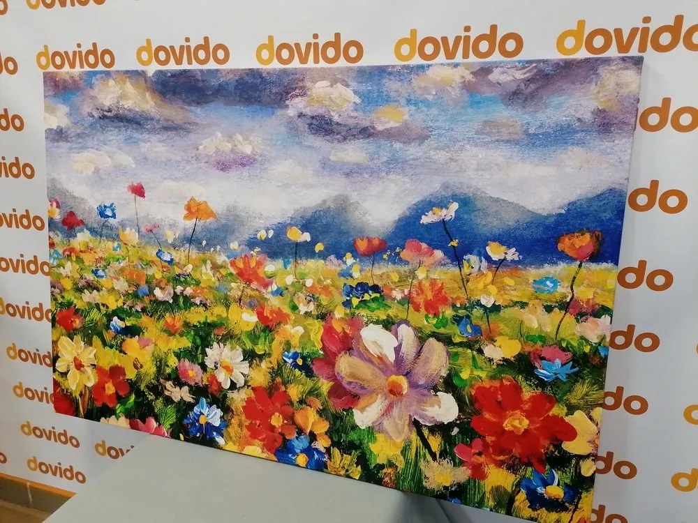 Obraz olejomalba divoké květiny - 90x60 cm