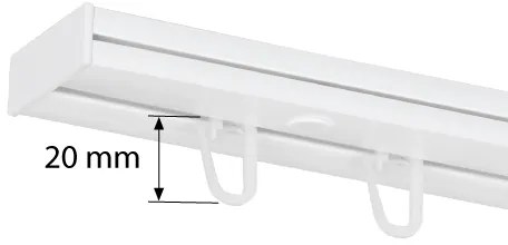Dekodum Stropní kolejnice z PVC dvouřadá bílá Délka: 180 cm, Typ přichycení: žabky
