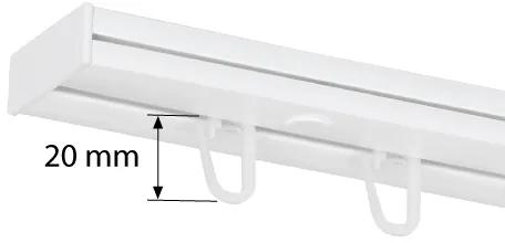 Dekodum Stropní kolejnice z PVC dvouřadá bílá Délka: 400 cm, Typ přichycení: háčky