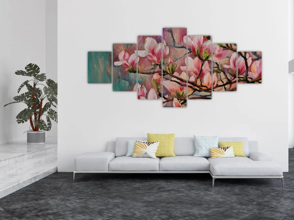 Obraz - Olejomalba, Rozkvetlá sakura (210x100 cm)