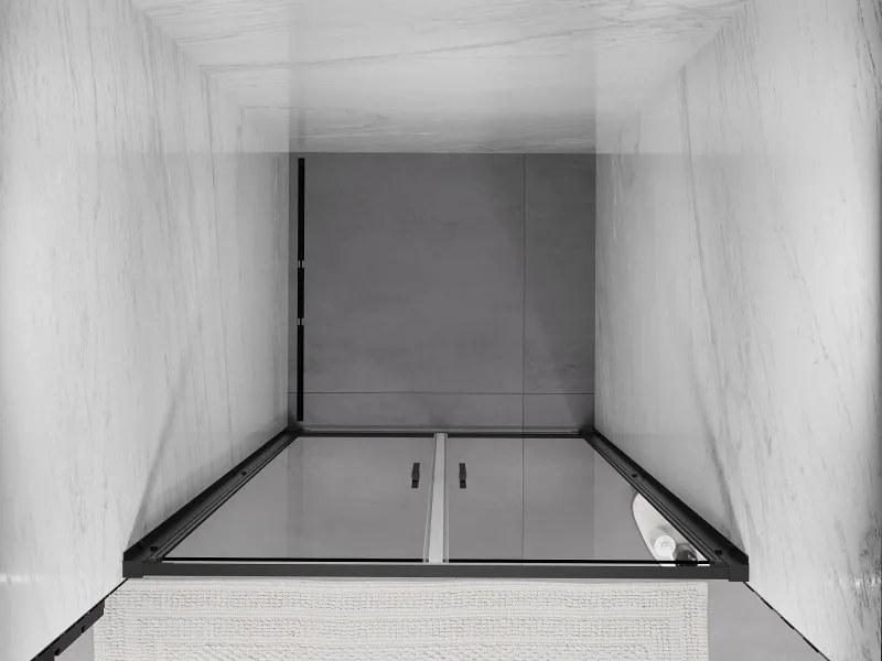 Mexen Exo, dvoukřídlé sprchové dveře 100x200 cm, 6mm čiré sklo, černý profil, 814-100-000-70-00