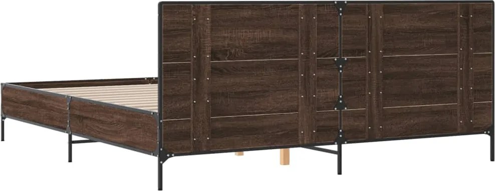 Rám postele hnědý dub 200 x 200 cm kompozitní dřevo a kov 3280021