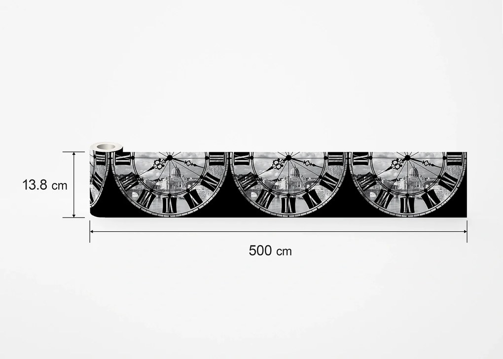 Samolepící bordura na zeď Řím s Hodinami | 5 m x 13.8 cm | DWB8204