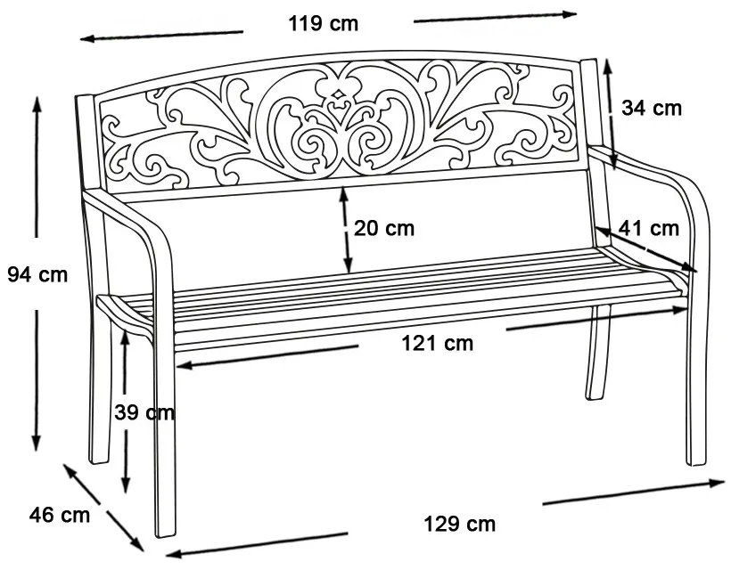Zahradní lavice, s listy