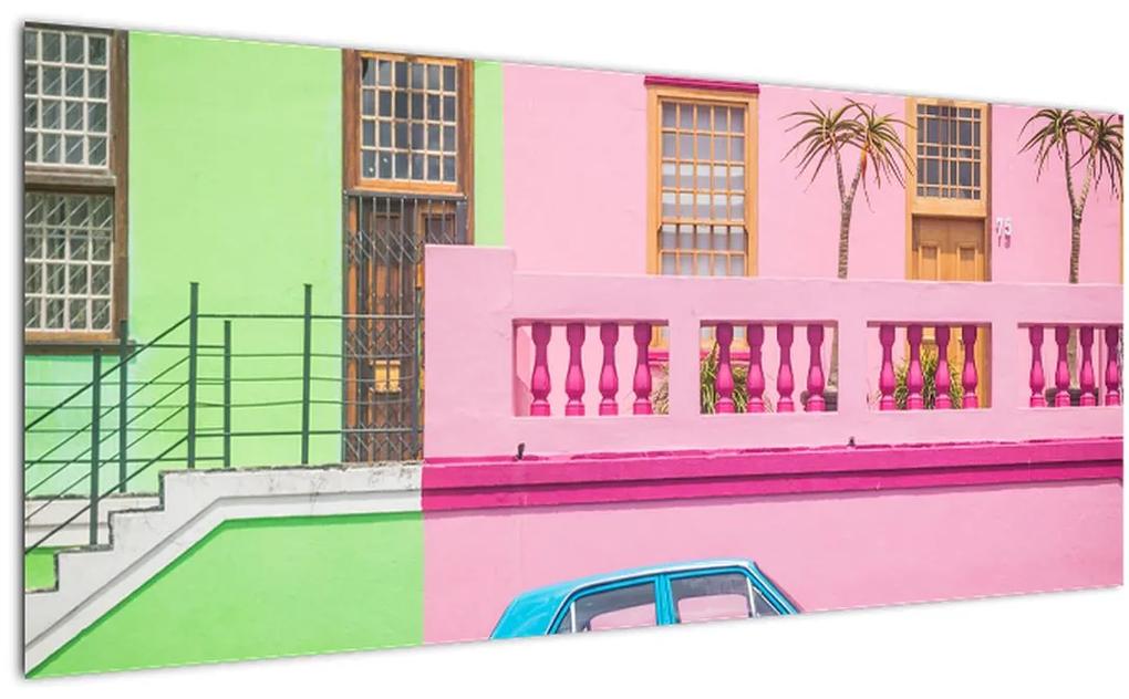 Obraz auta - barevné domy (100x40 cm), 40 dalších rozměrů