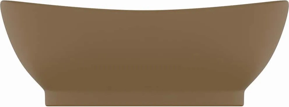 Luxusní umyvadlo přepad oválné matné krémové 58,5x39cm keramika 146941