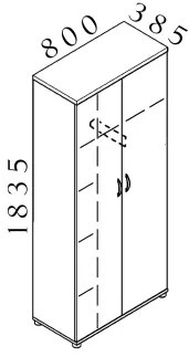 NABYTEK-DESIGNOVY.CZ - SU585 03 - Kancelářská skříň šatní Komfort, 80x38,5x183,5 cm, calvados