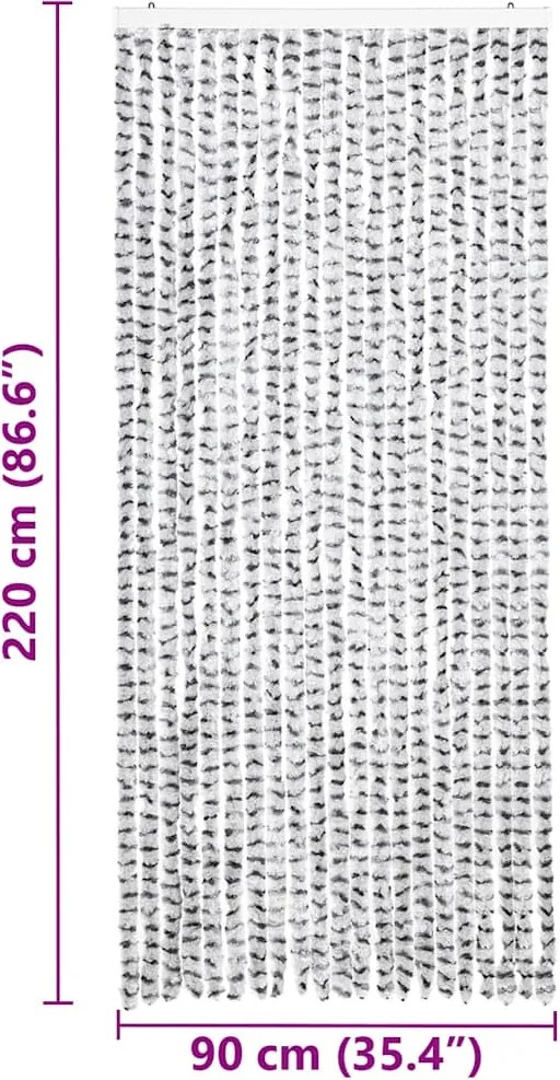 Závěs proti hmyzu světle a tmavě šedý 90 x 220 cm Chenille 325455