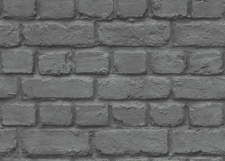 226744 Dětská papírová tapeta na zeď Kids´Club cihlová zeď tmavě šedá