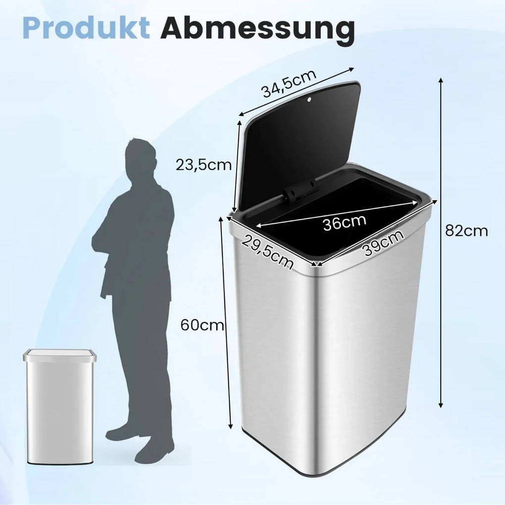 Costway 50 L odpadkový koš se senzorem a víkem Automatický odpadkový koš