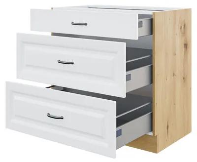 Dolní kuchyňská skříňka se zásuvkami Retroline 80 D 3S BB, Barva: bílá