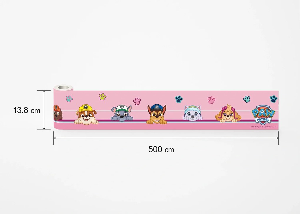 Dětská samolepící bordura na zeď Tlapková Patrola Buď Šťastný | 5 m x 13.8 cm | DWBD8005