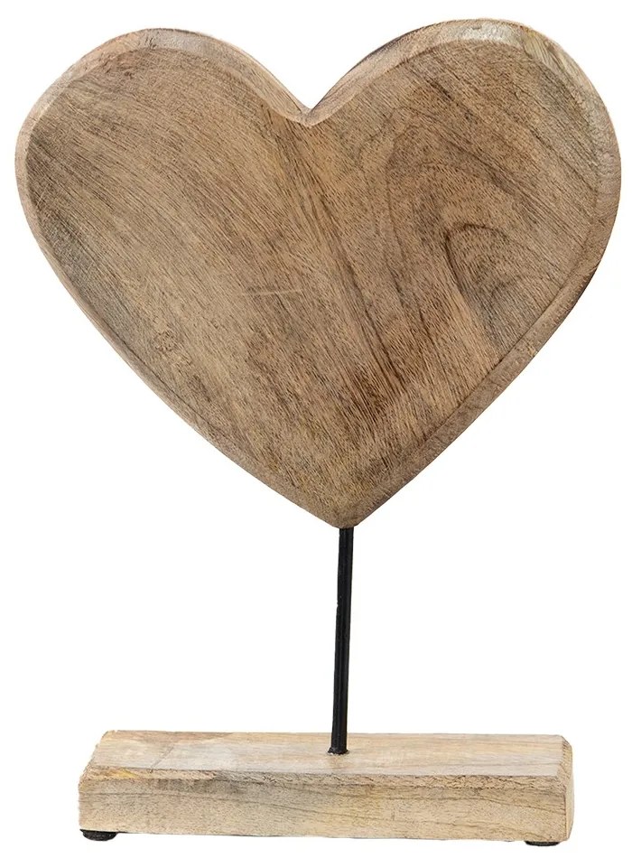 Dřevěná dekorace srdce na podstavci Heart wood - 25*8*33 cm