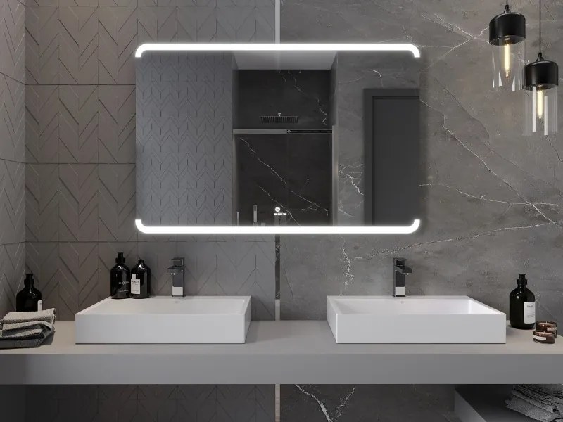 Mexen Nida osvětlené koupelnové zrcadlo 120 x 80 cm, LED 6000K, anti-fog - 9806-120-080-611-00