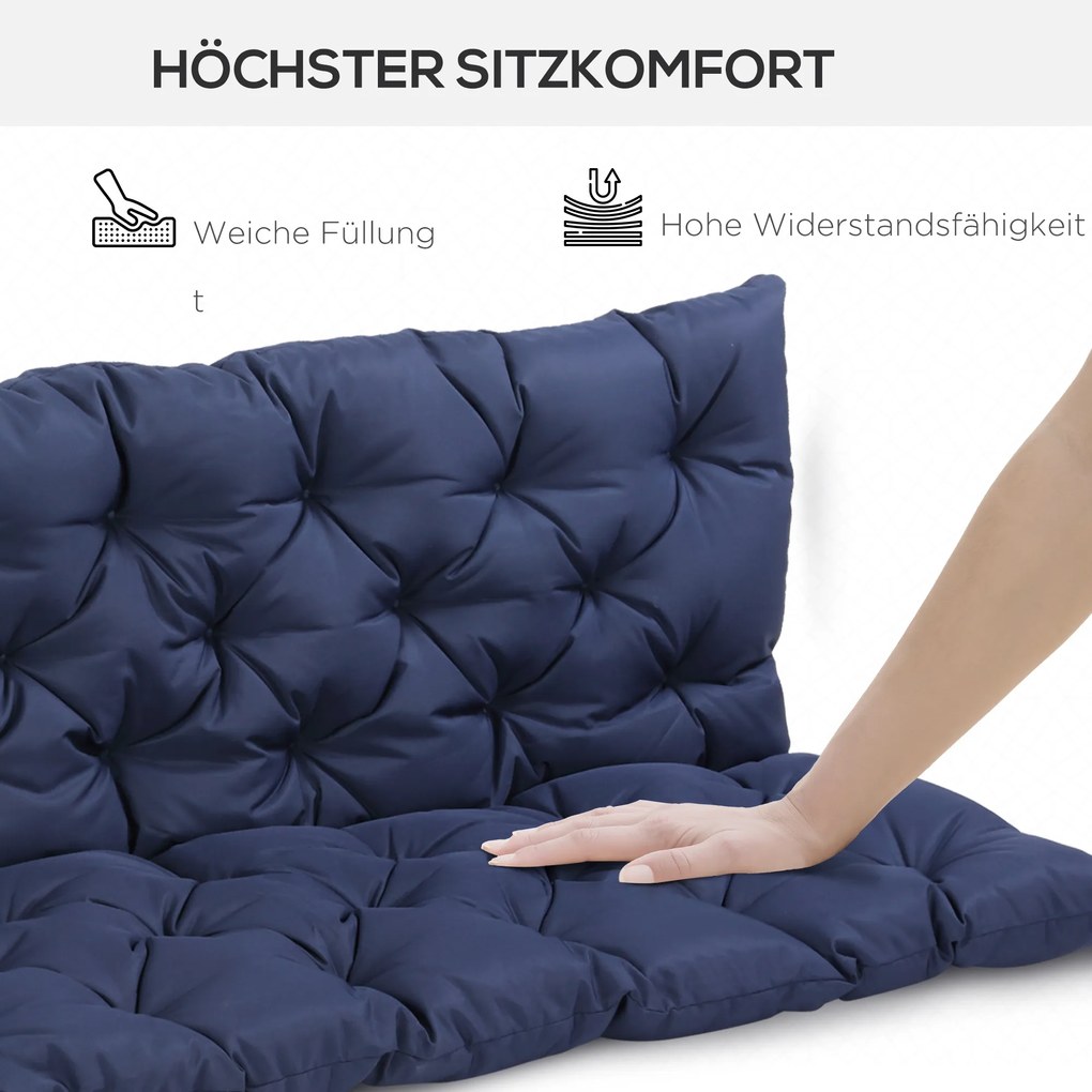 Outsunny polštář na 3místnou lavici 150x98x8 cm, polštář na lavici s popruhy, polštář na sedák, polštář na venkovní/venkovní židle, polštář na sedák,…