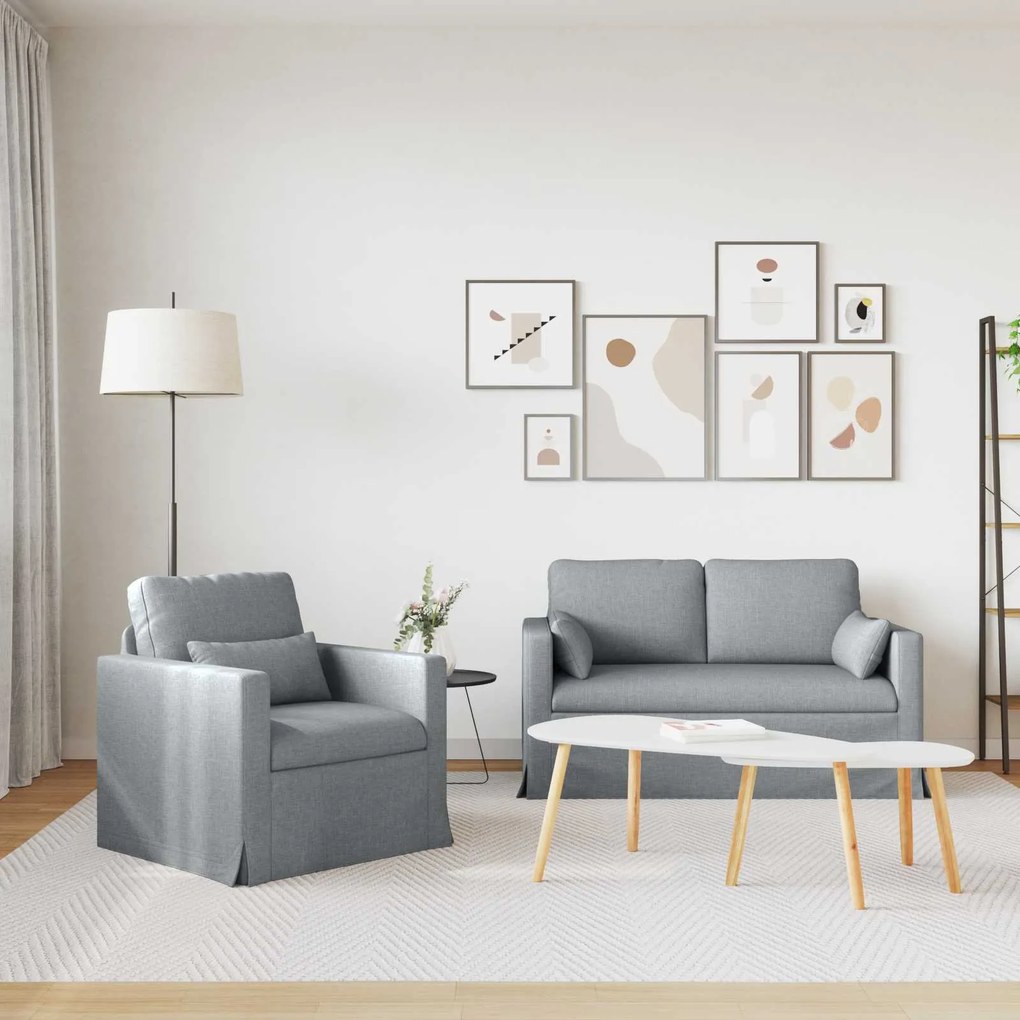 Set pohovek 2 ks Světle šedá textil 3407493