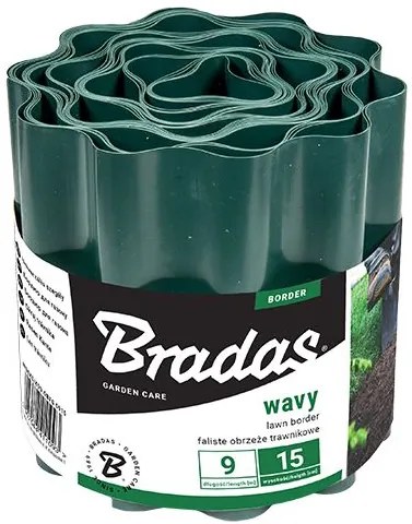 Bradas Plastový obrubník vlnitý 20cmx9m green