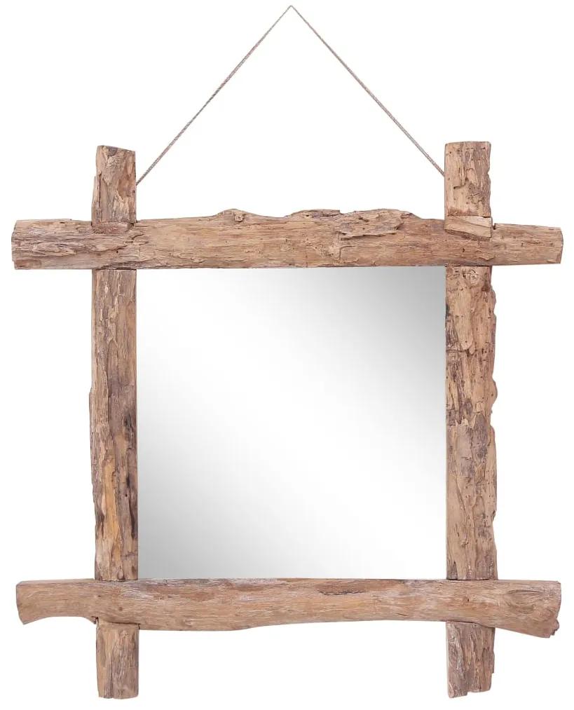 Zrcadlo z polínek přírodní 70 x 70 cm masivní recyklované dřevo - Default Title