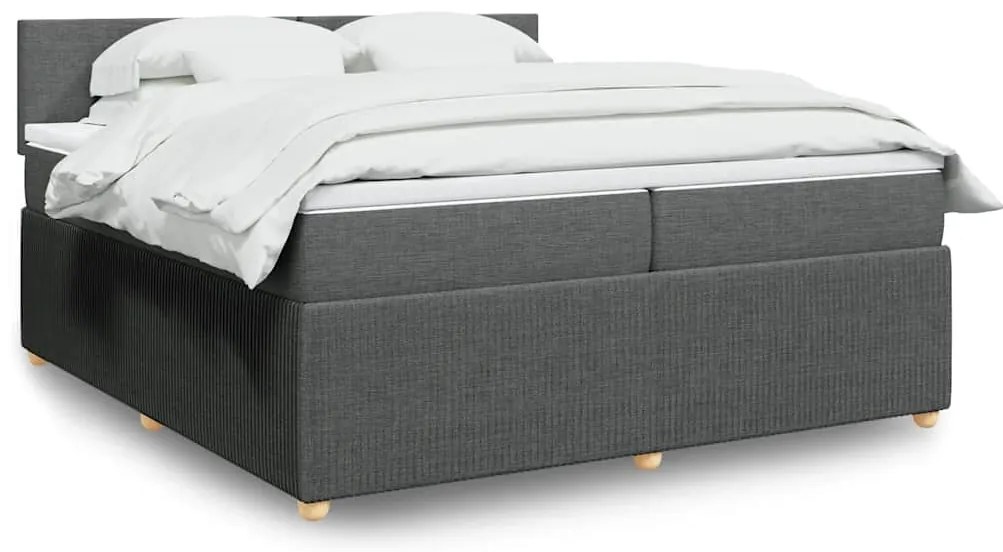 Box spring postel s matrací tmavě šedá 200x200 cm textil 3287557