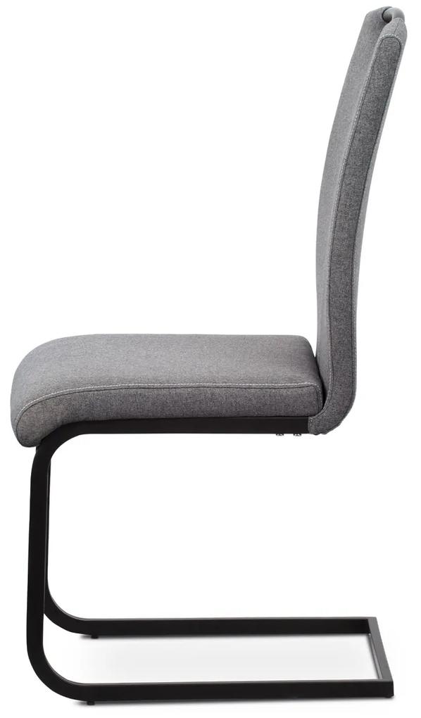 Jídelní židle ZOPA, šedá látka, kov-černý matný lak