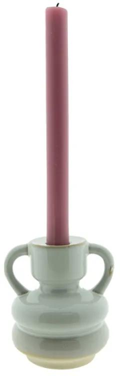 Béžový porcelánový svícen na úzkou svíčku Gerjen – 11x11 cm