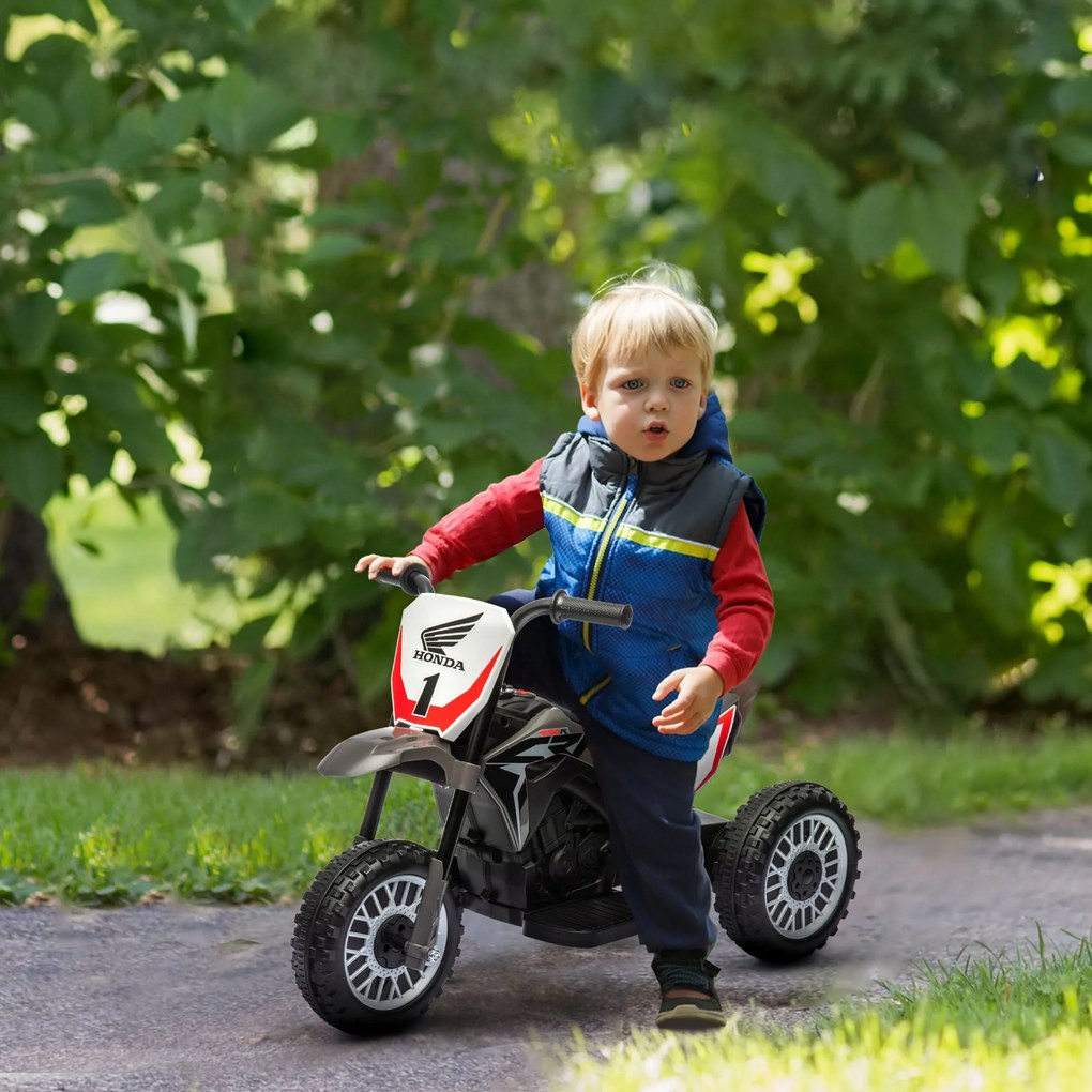 HOMCOM Elektrický motocykl pro děti s licencí Honda CRF450RL 18+ měsíců 6V s baterií, maximální rychlost 3 km/h, zvuk klaksonu a startu, nosnost 25 k…