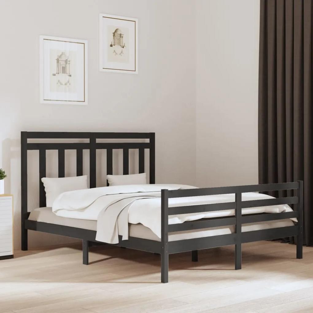 Rám postele šedý masivní dřevo 160 x 200 cm,  3105327
