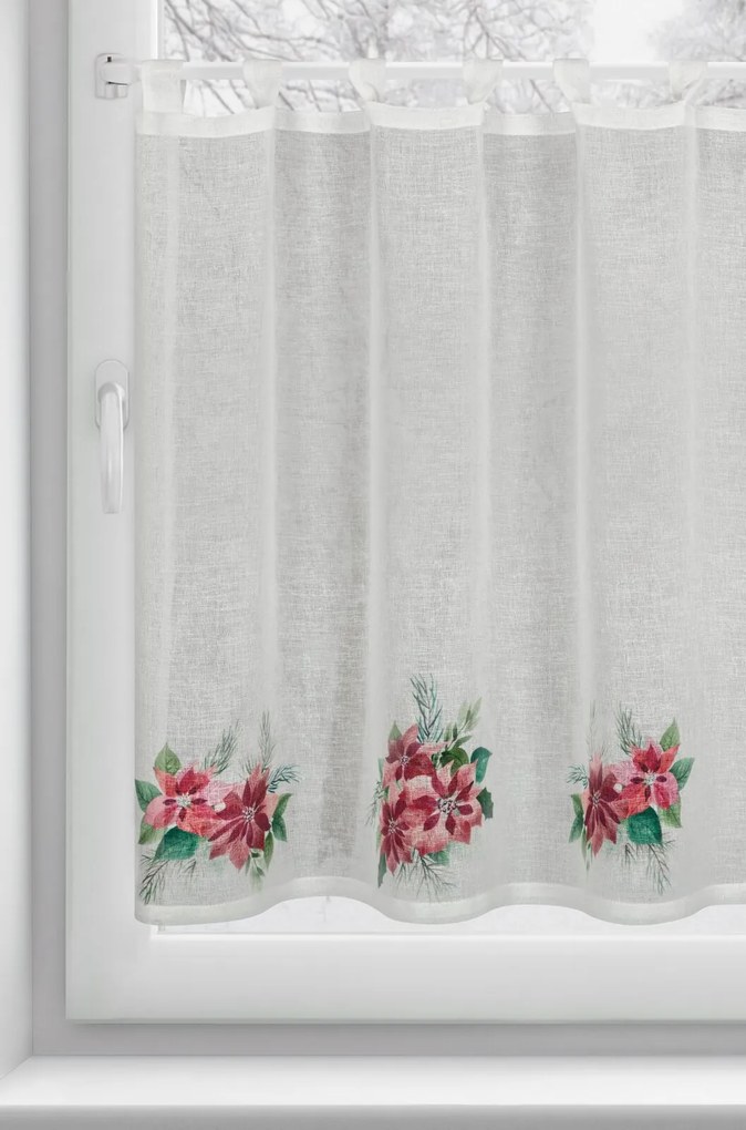 KRÁTKÁ VÁNOČNÍ ZÁCLONA NA POUTKÁCH XMAS3 90X150 CM VZOROVANÁ