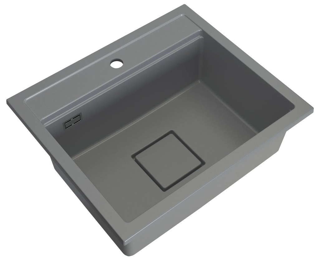 Gamma Quadro 5850, 1-komorový granitový dřez 580x495x220 mm, šedá, GMA-ZLE000233
