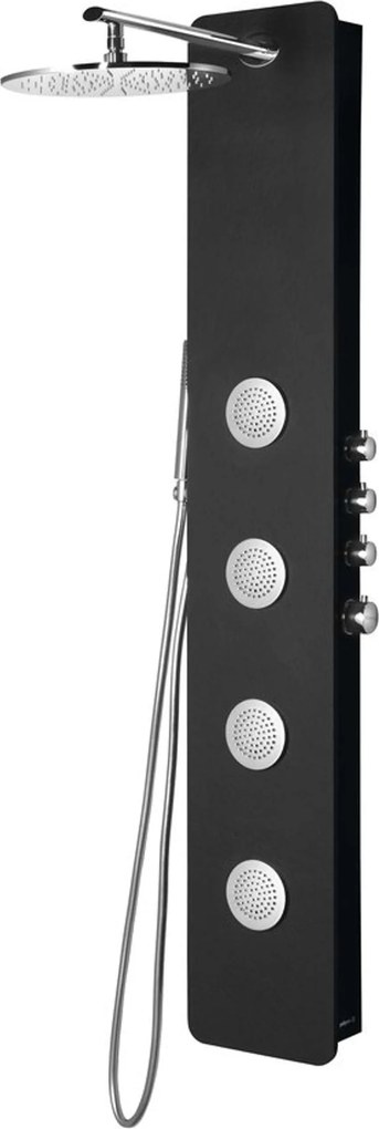 Polysan - Sprchový panel Spirit Round s termostatem 250x1550 mm, černá 71251