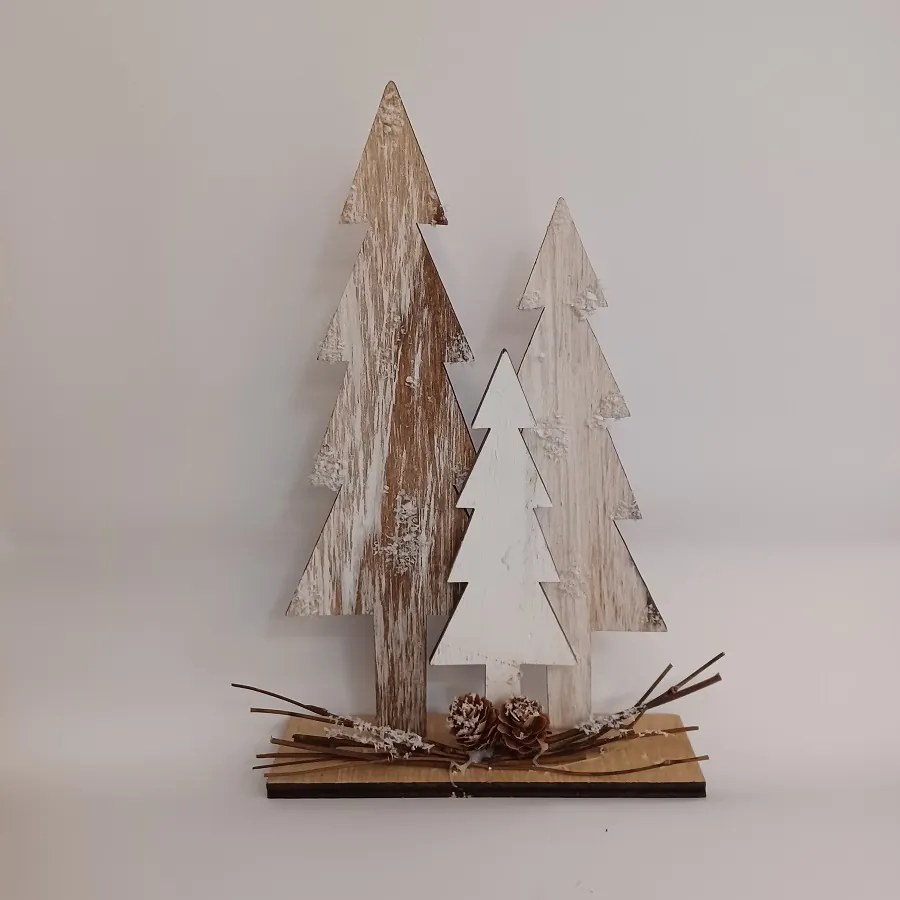 Dřevěná dekorace na stůl stromečky 16 × 4,5 × 24,7 cm, stojící