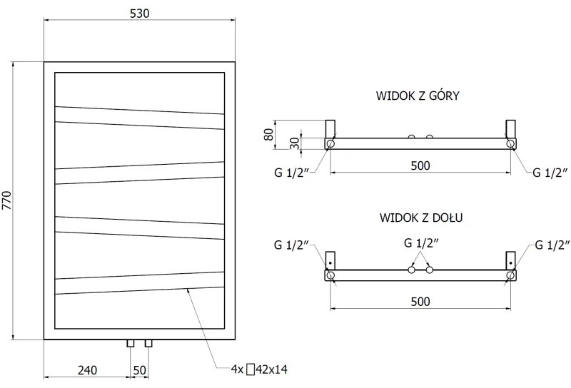 Mexen, Mexen Zoom dekorativní koupelnový radiátor 770 x 530 mm, 275 W, černý - W130-0770-530-00-70