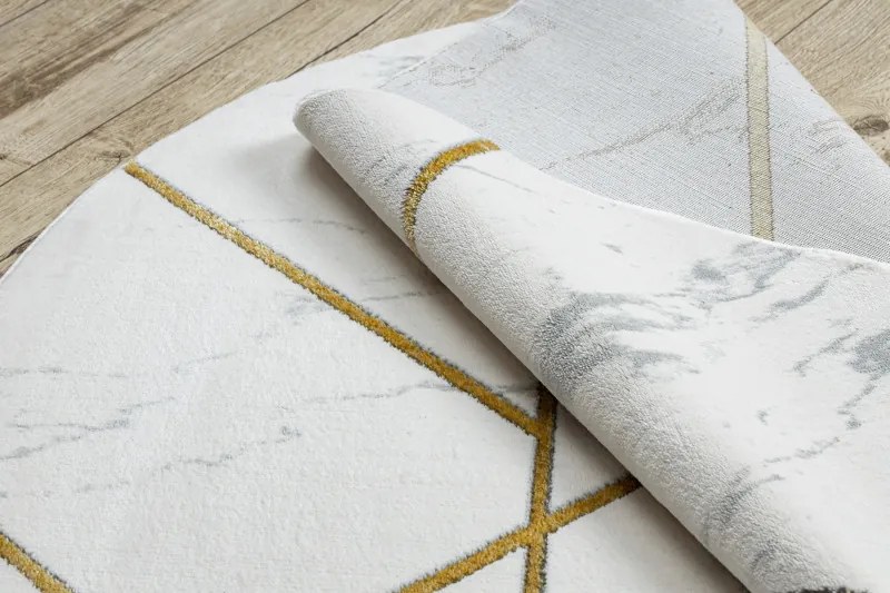 Dywany Łuszczów, Kusový koberec Emerald geometric 1012 cream and gold kruh, 120x120 (průměr) kruh, bílá, ložnice