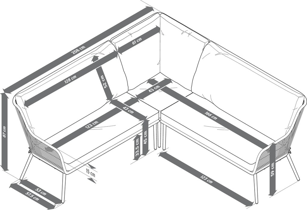 Tchibo - Rohová sedací souprava s textilním výpletem - barva: černá