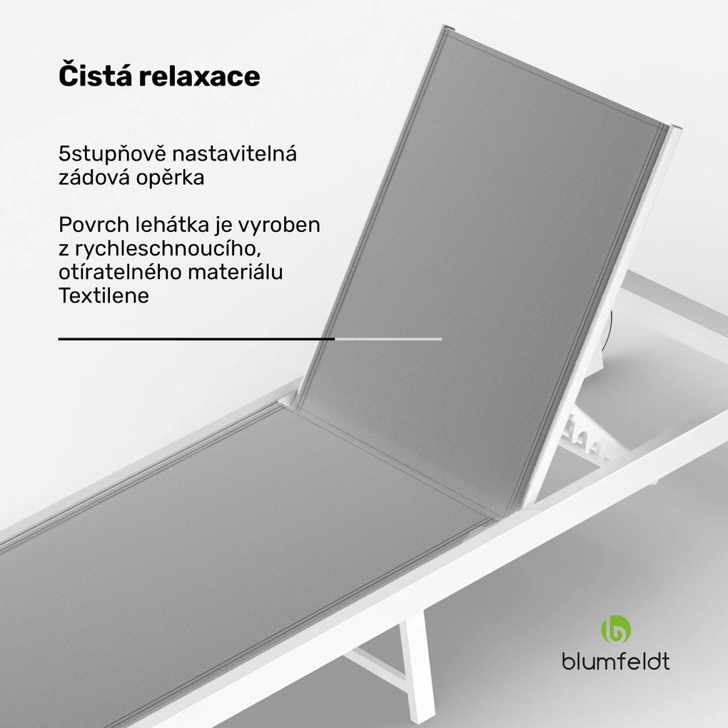 Blumfeldt Lucca Lounge lehátko, 120 kg nosnost, 5 stupňů, vodoodpudivé