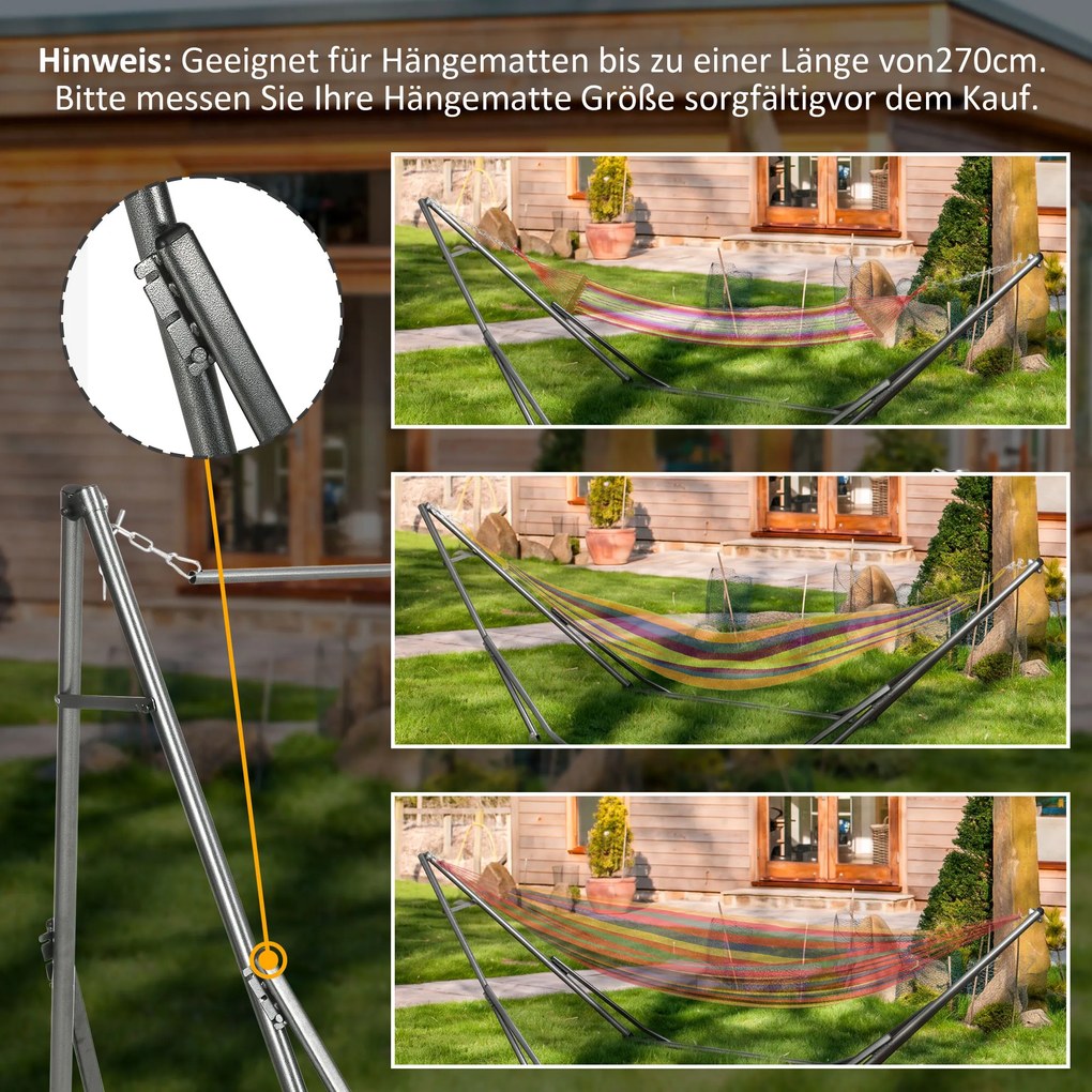 Stojan na houpací síť Outsunny skládací stojan na houpací síť a věšák na oblečení 2 v 1 s nosností až 120 kg 290 x 92 x 88 cm pro zahradu a terasu | …