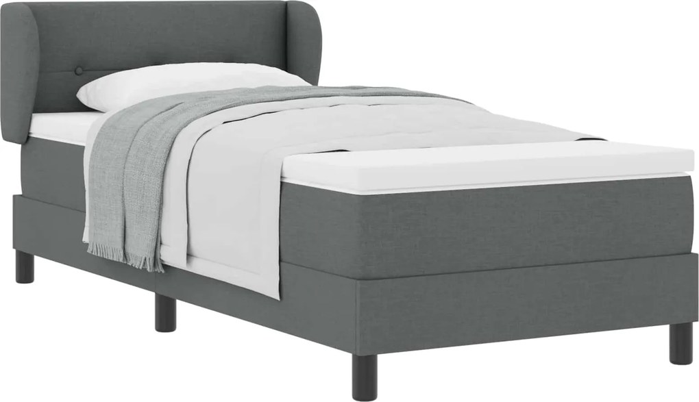 Postel s boxspringem s čelo Tmavě šedá 100 x 200 cm textil 3340011