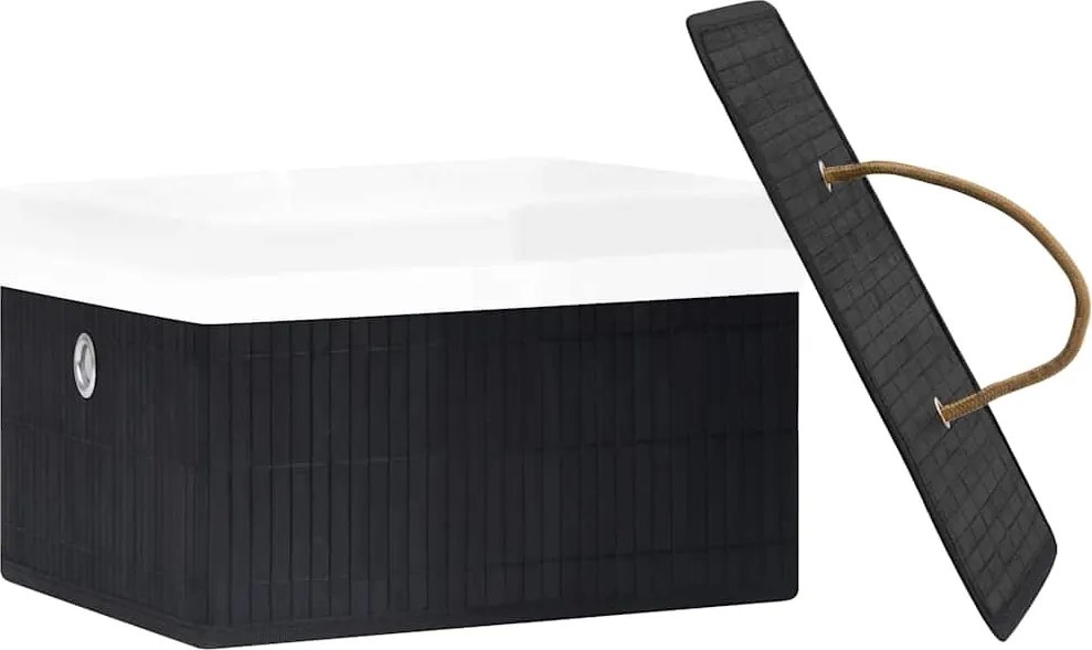 Bambusové úložné boxy 4 ks černé 320769