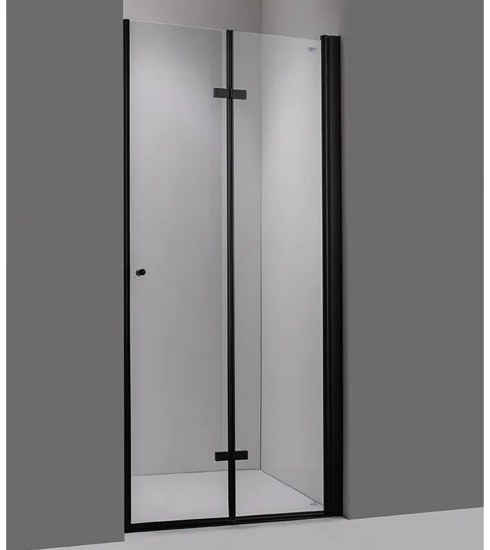 BPS-koupelny Zalamovací otočné sprchové dveře HYD-JSD01 90 černá/transparent pro instalaci do niky